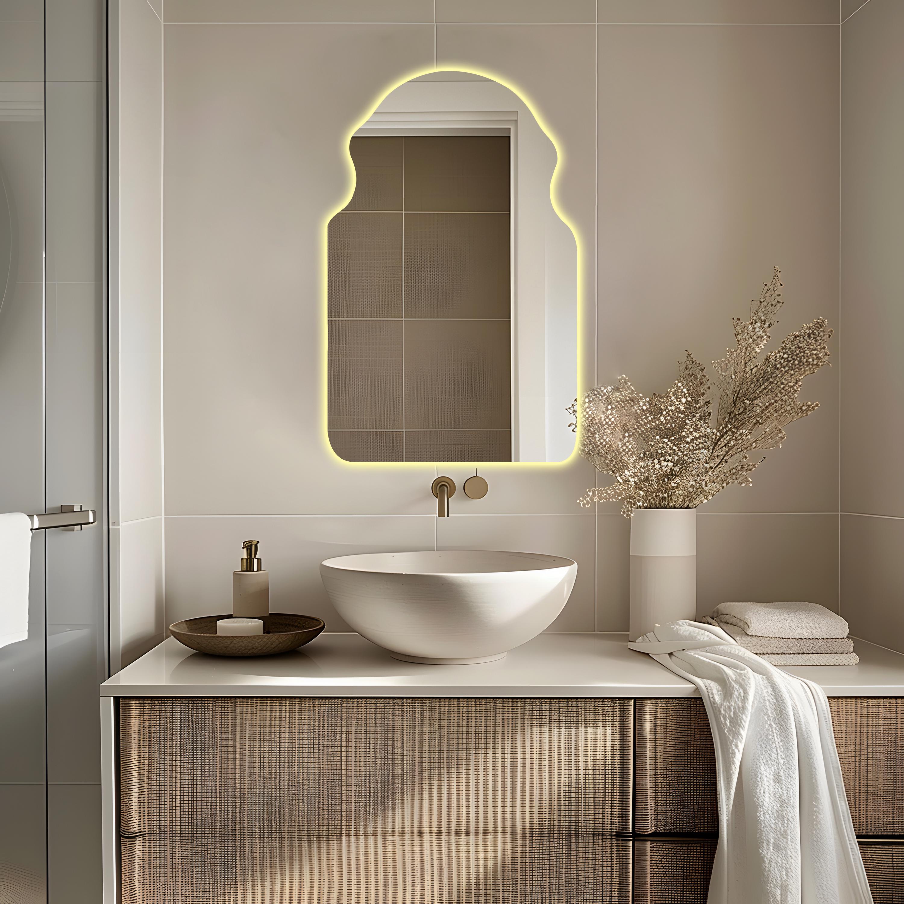 LED Light Bathroom Mirror Aesthetic Light Mirror Full Length Irregular ...