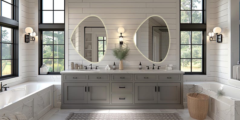 Asymmetrical Arc-shaped Mirror Irregular Full-length Large Mirror ...