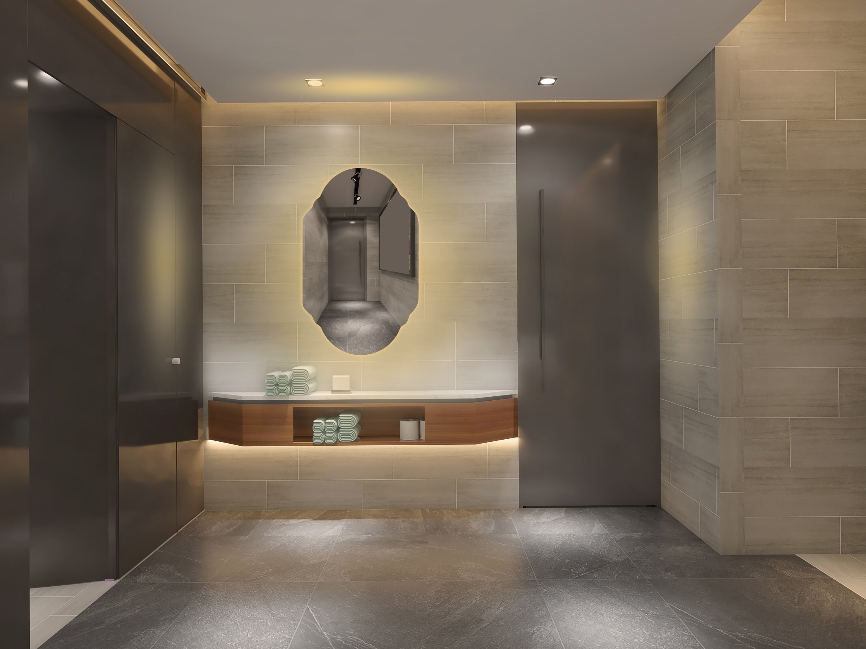 Wall LED Mirror Asymmetrical Mirror Blacklit Mirror Bathroom Mirror ...