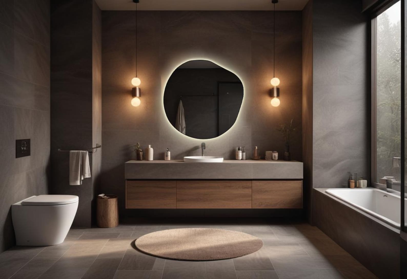 Modern Led Light Wavy Mirror / Led Lighted Bathroom Mirrors / Irregular ...