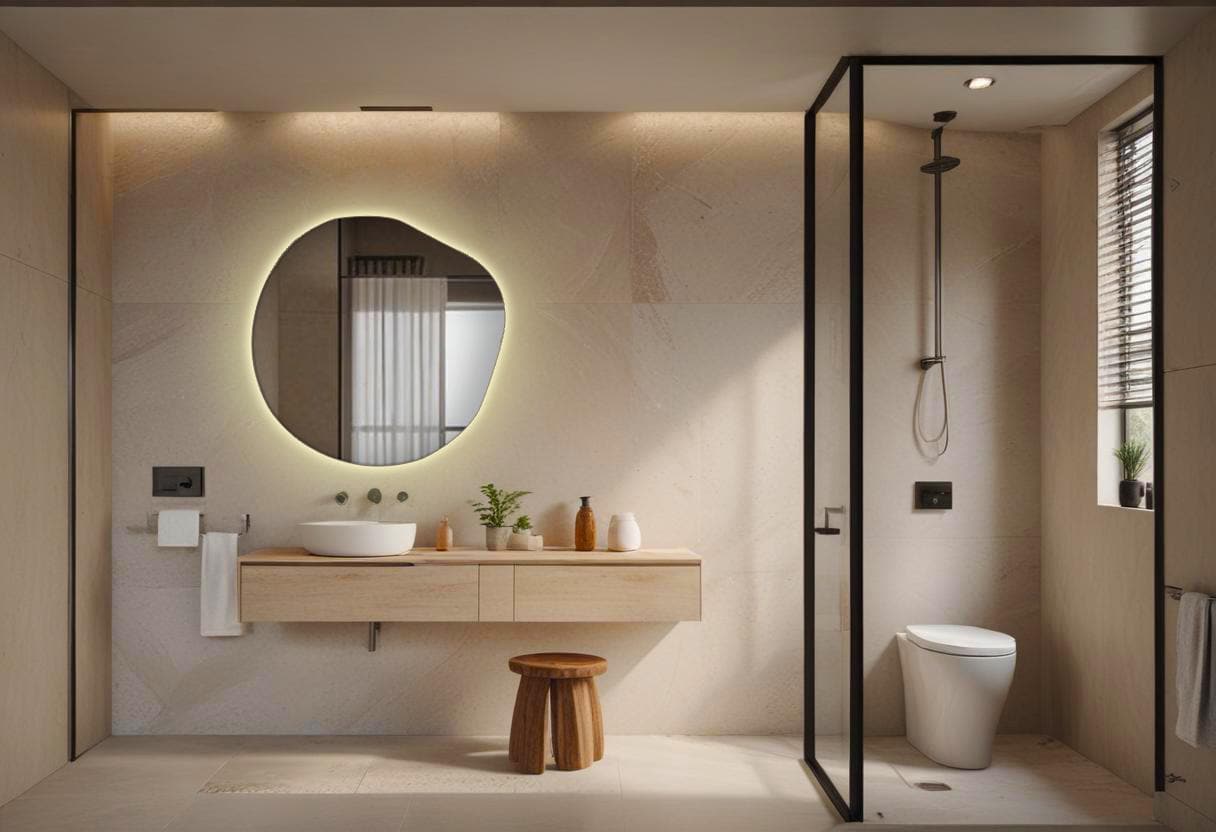 Modern Led Light Wavy Mirror / Led Lighted Bathroom Mirrors / Irregular ...