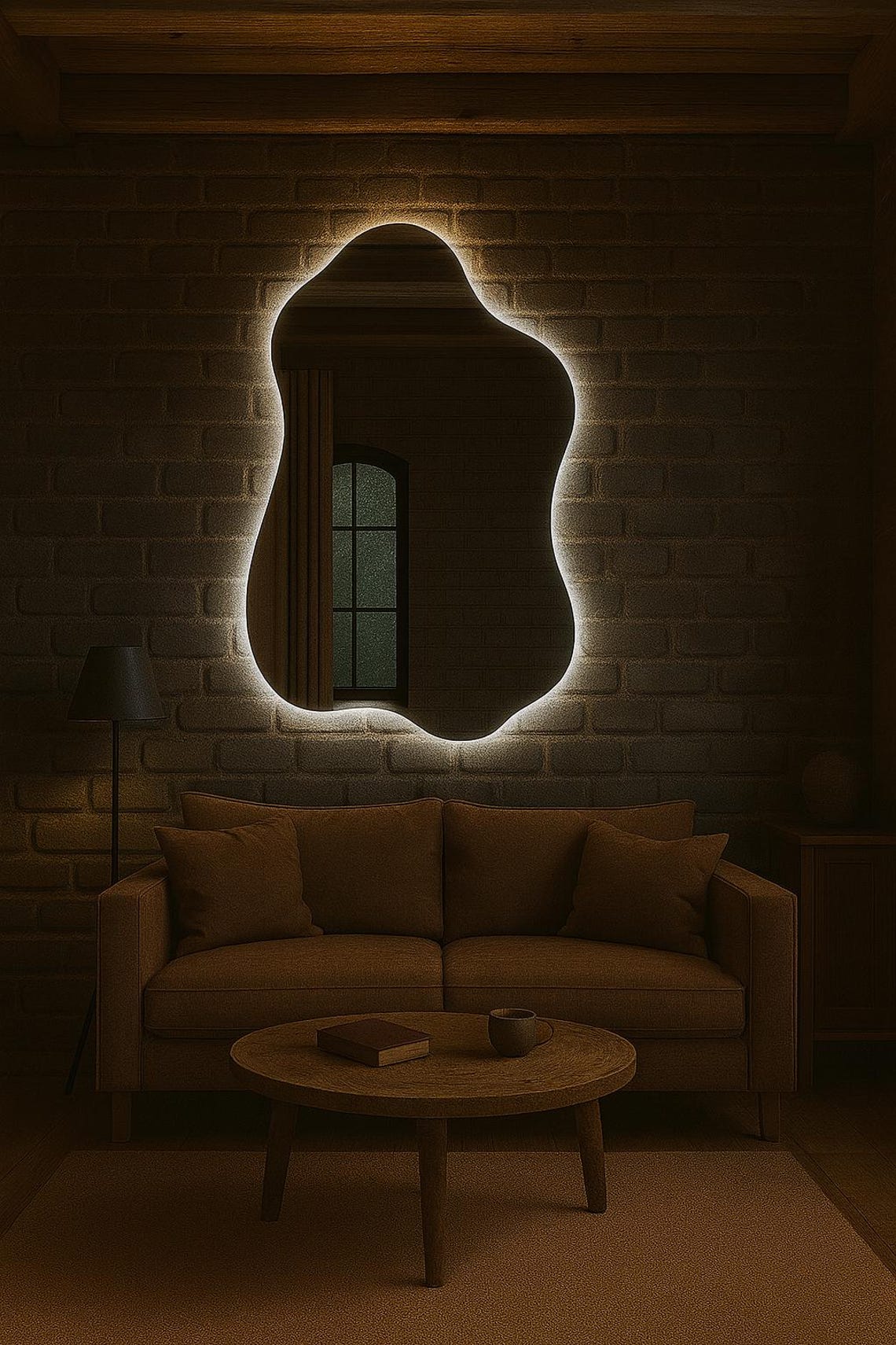 Asymmetrical LED Light Mirror, Wavy Backlit Bathroom Vanity Mirror - Etsy