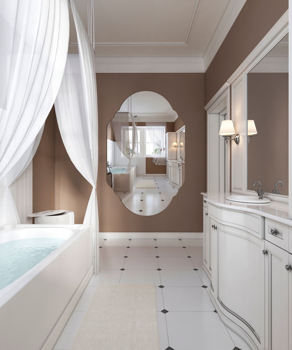 Wall LED Mirror Asymmetrical Mirror Blacklit Mirror Bathroom Mirror ...