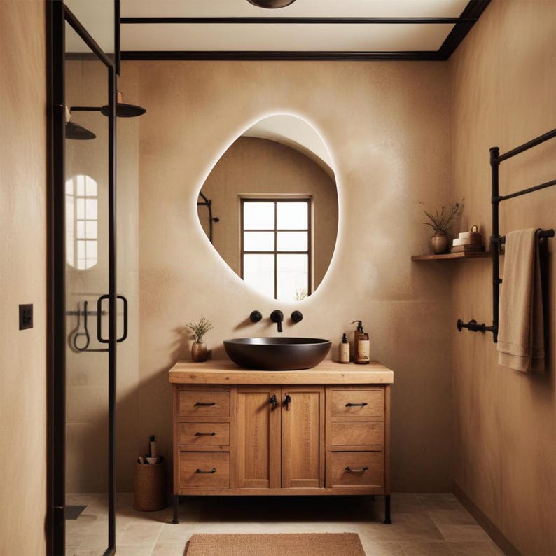 Asymmetrical Arc-shaped Mirror Irregular Full-length Large Mirror ...