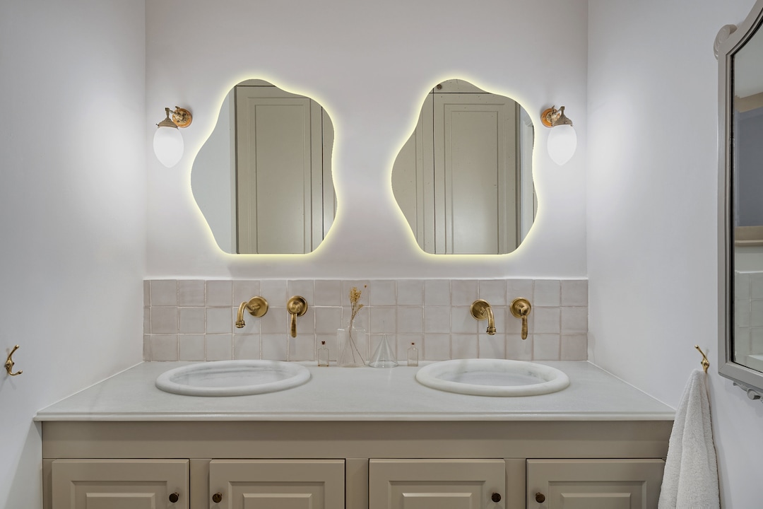Mirror for Bathroom Irregular Mirror With Light on the Back Wall Mirror ...