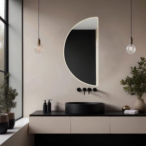Half Moon Led Illuminated Wall Mirror - Moon Shaped Large Illuminated ...