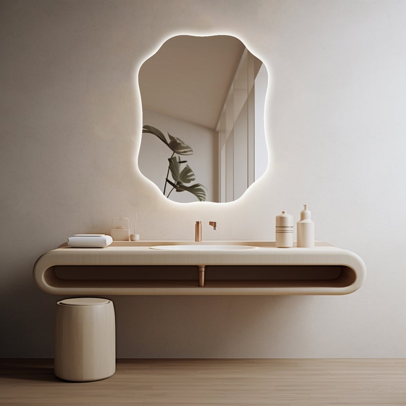 Italian Model Led Mirror Curved Edges Back Illuminated Mirror Framed ...