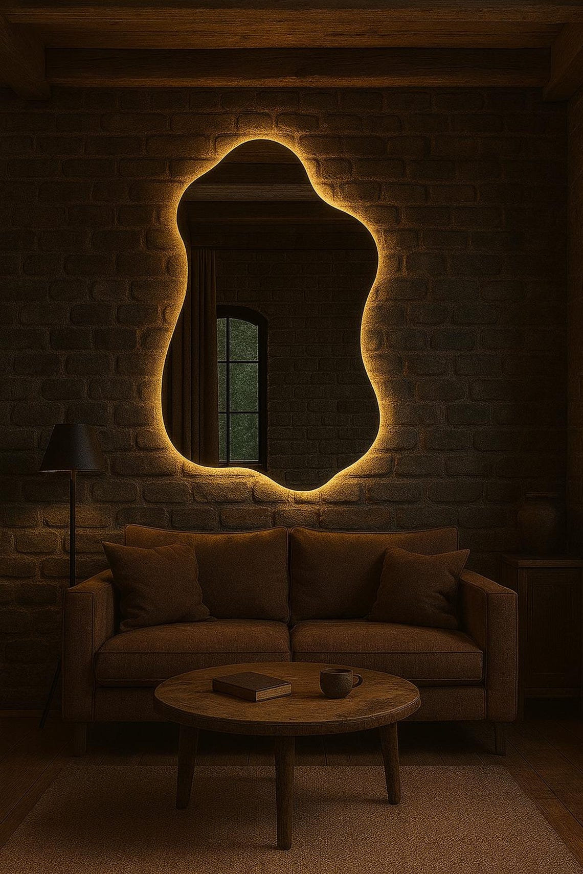 Asymmetrical LED Light Mirror, Wavy Backlit Bathroom Vanity Mirror - Etsy