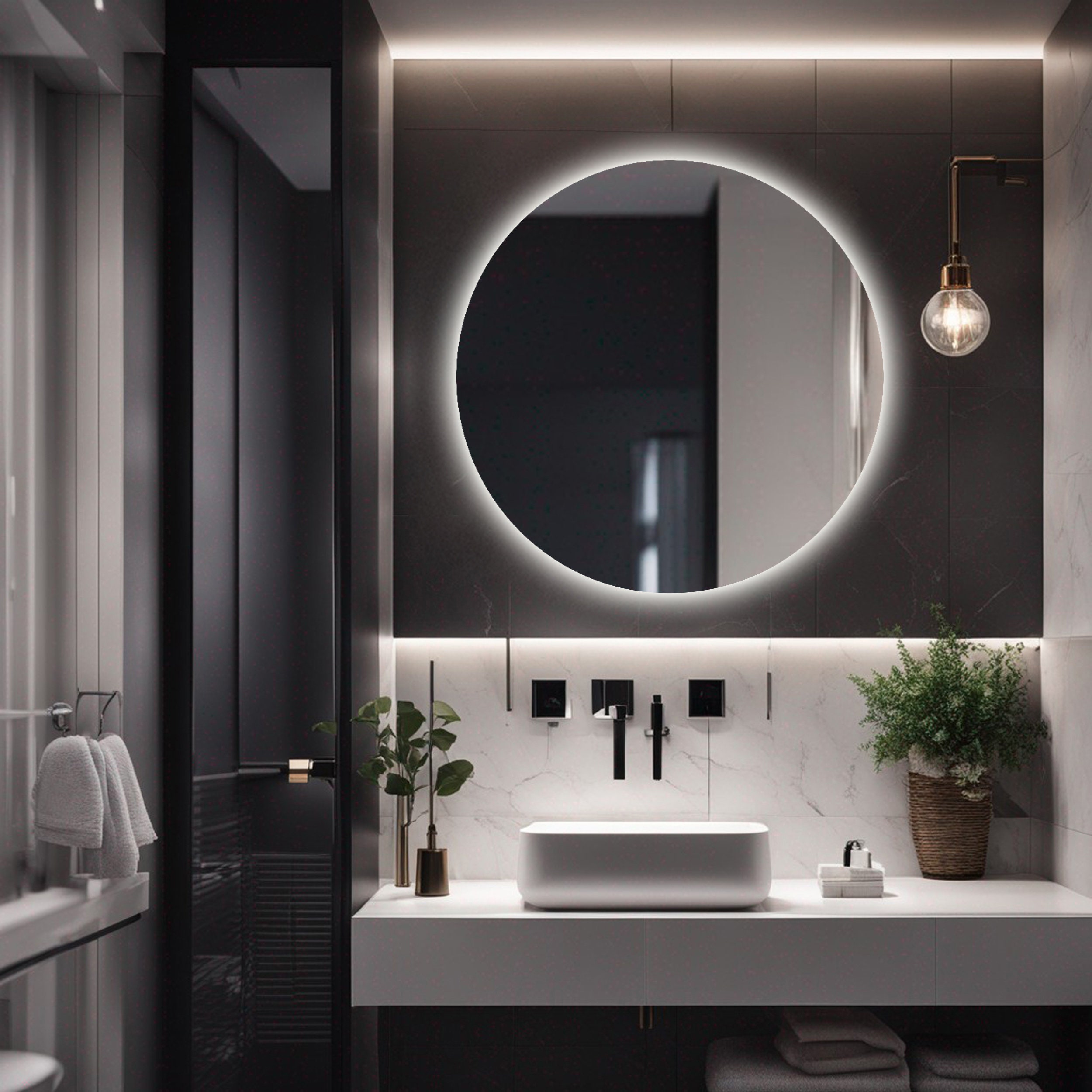 Oval Mirror With Led Light Led Oval Mirror Organic Backlit Mirror Led ...