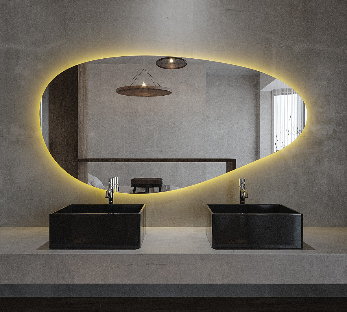 Asymmetric Backlit Mirror Bathroom Light Mirror Wall Mirror Irregular ...