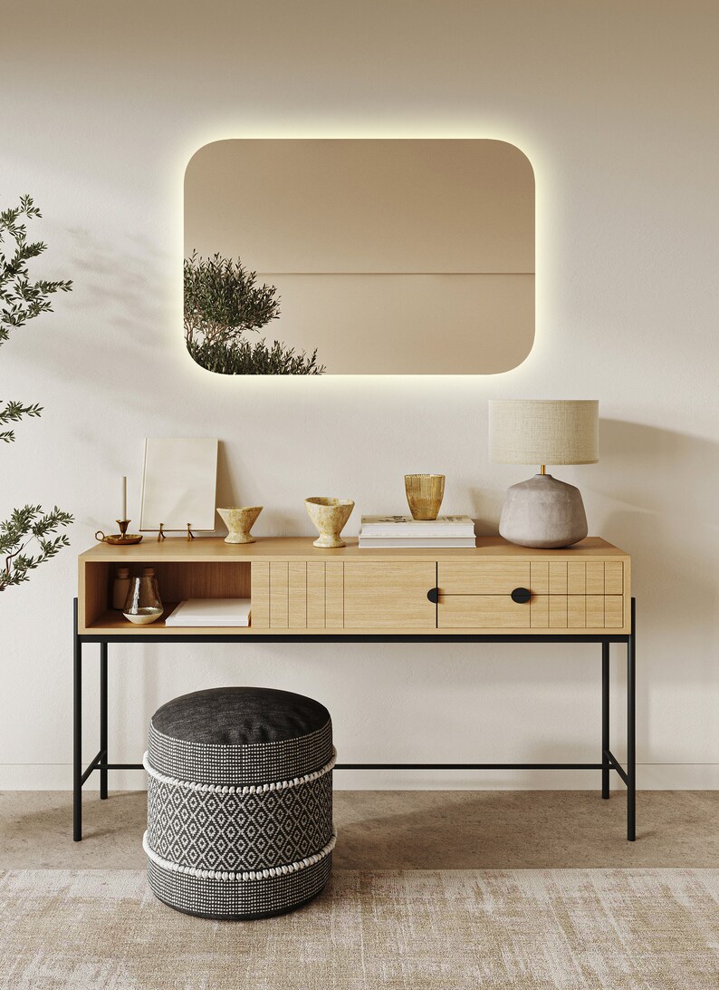 Square Led Mirror Illuminated Mirrors for Bathroom Full Length Luminous ...