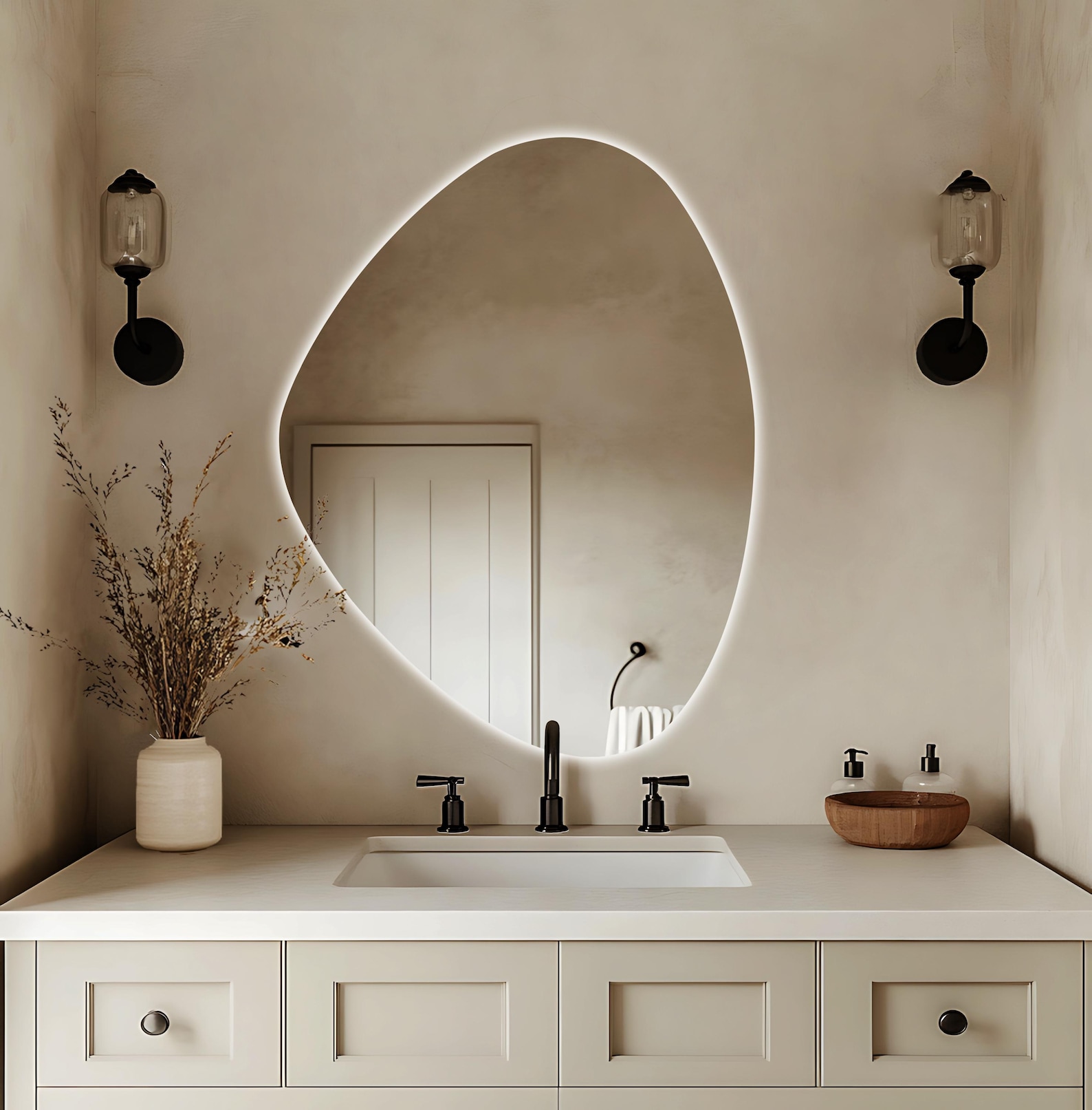 Asymmetrical Arc-shaped Mirror Irregular Full-length Large Mirror ...