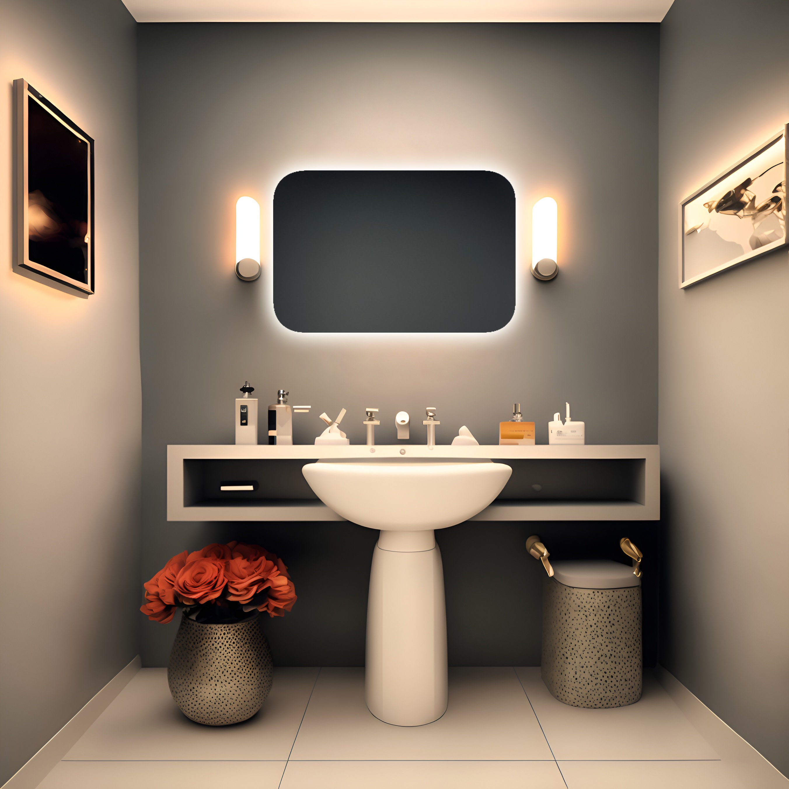 Square Led Mirror Illuminated Mirrors for Bathroom Full Length Luminous ...