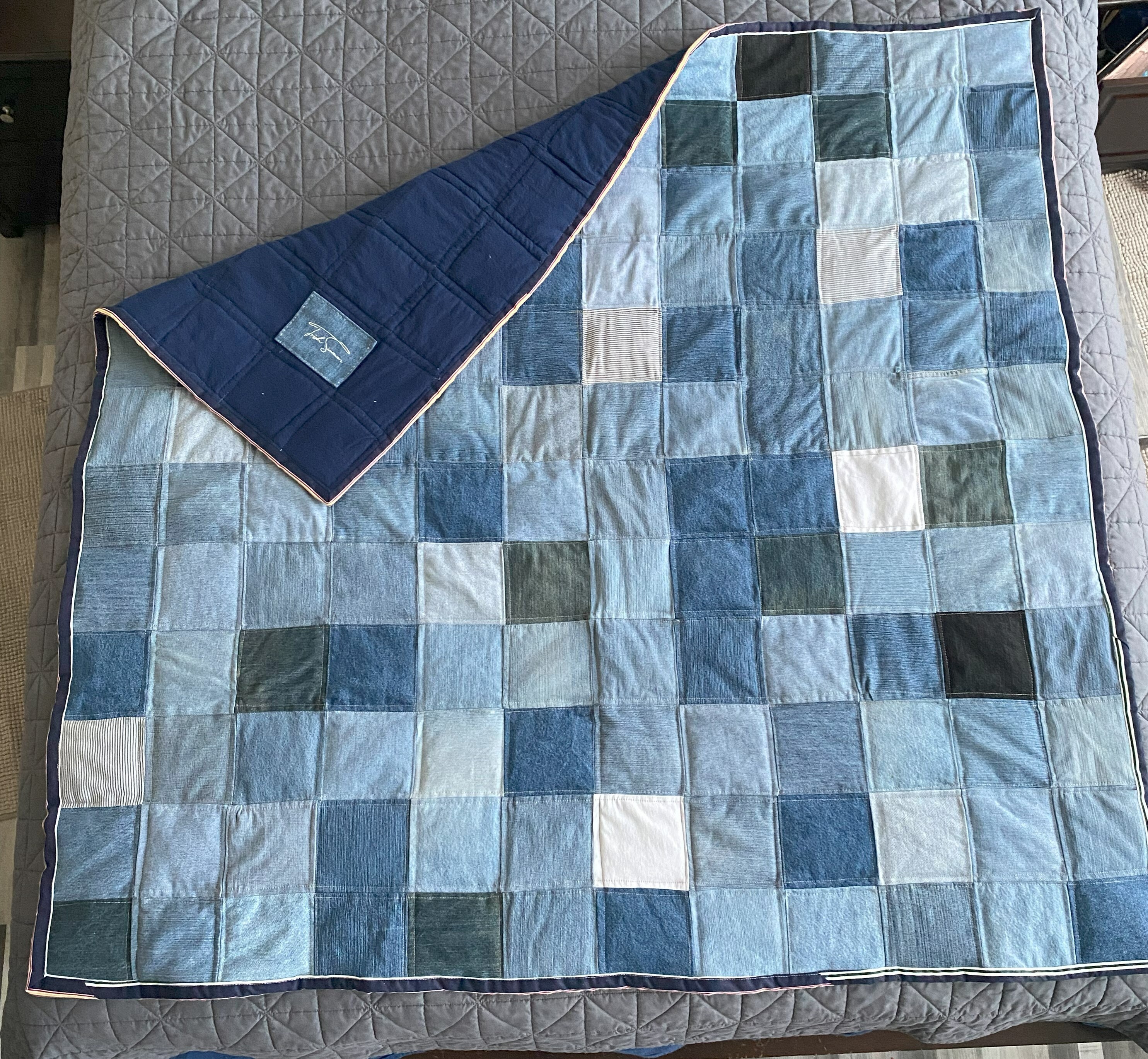 Jean Denim Quilt New Handmade 55x55 - Etsy