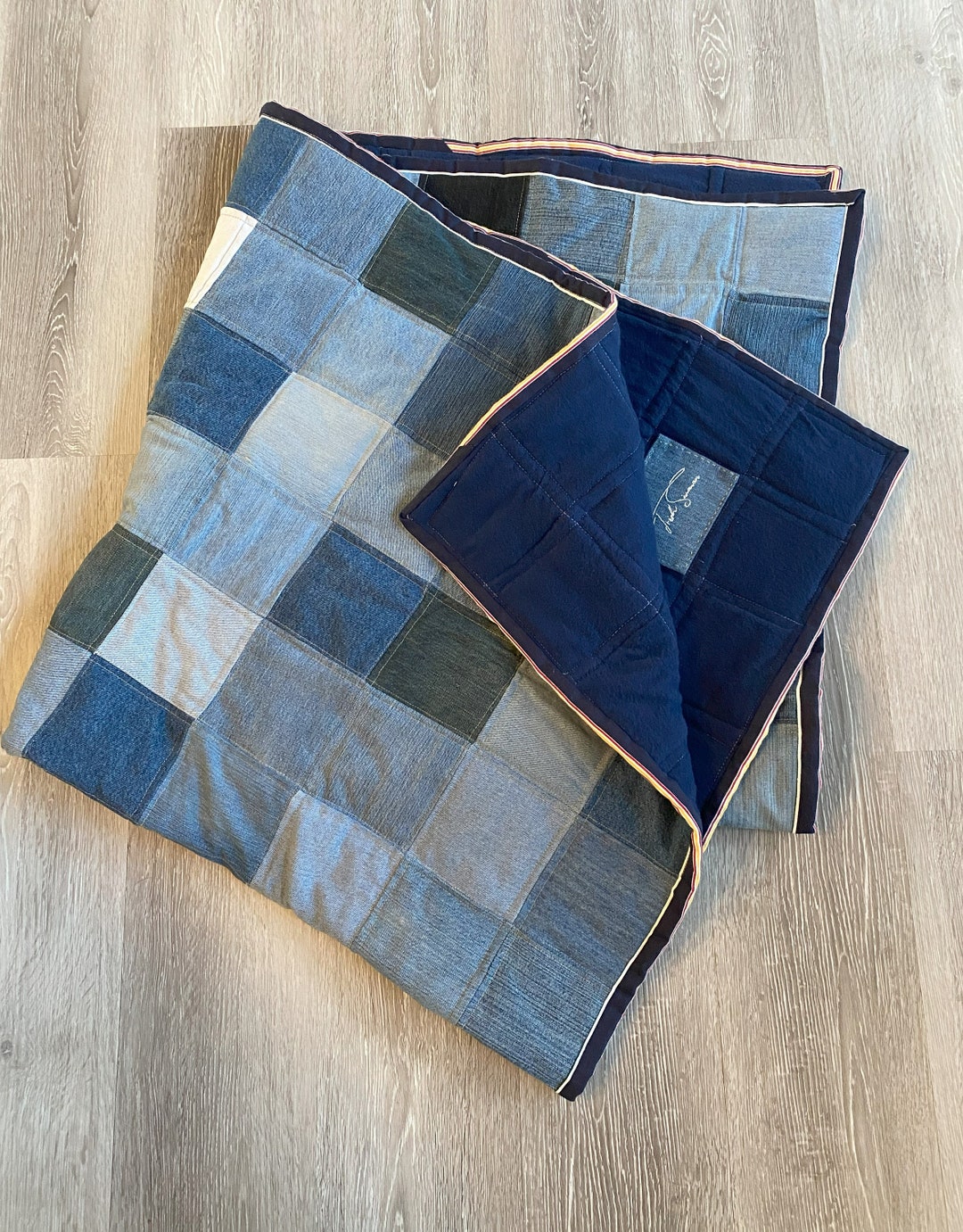 Jean Denim Quilt New Handmade 55"x55" - Etsy