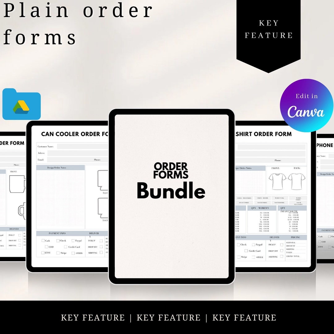 Plain Order Forms Bundle, Business Forms, Form Bundle, Order Management ...