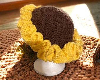 Crochet Granny Square Bucket Hat Crochet Ruffle Brim Hat Granny Square ...