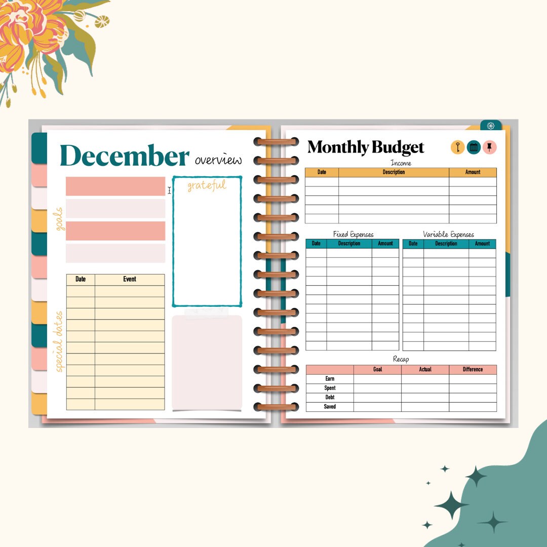 Yearly Digital Planner for 2024, Undated, Printable - Etsy