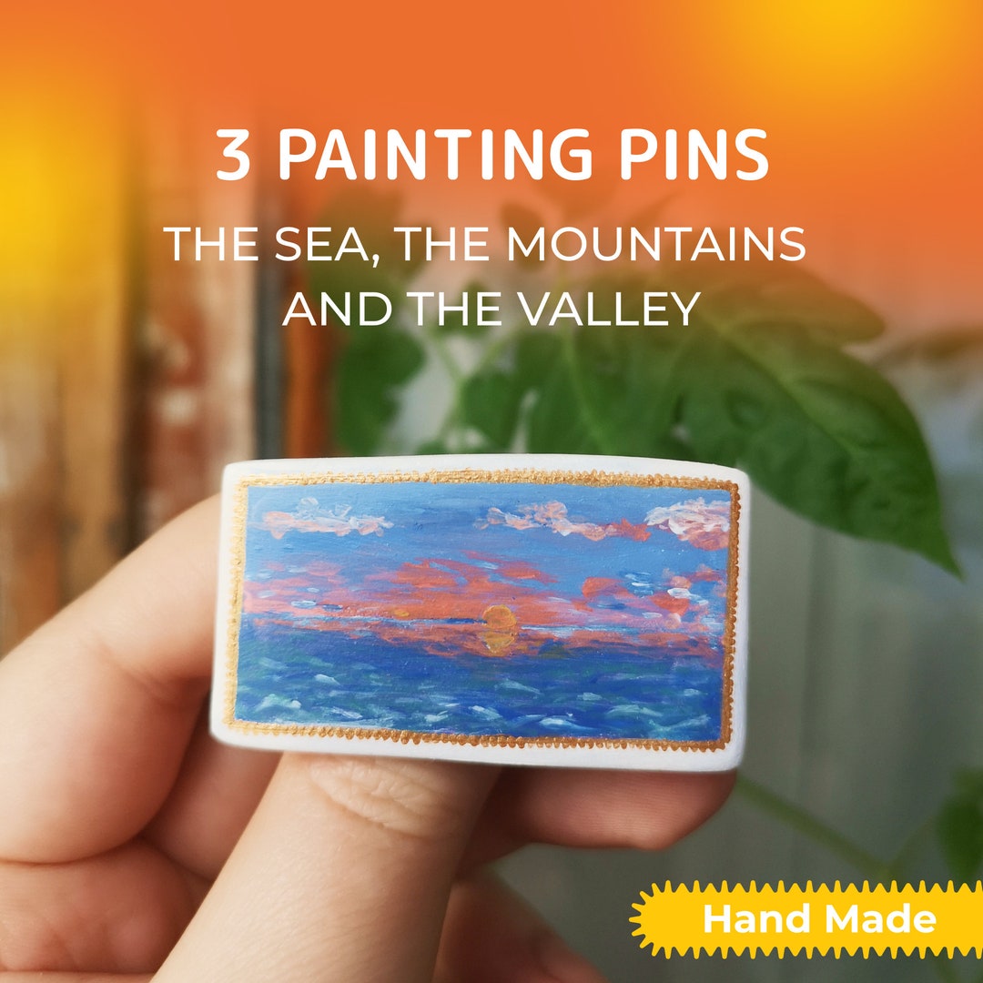 Painting Pins Handmade Air-dry Clay Pins Mini Painting Brooches Badges ...
