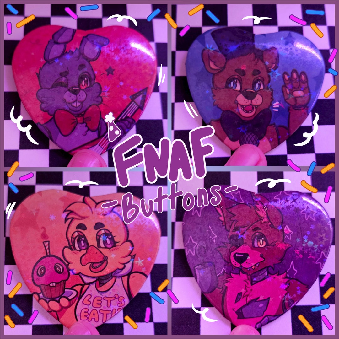 2.5 FNAF 1 Holographic Heart-shaped Buttons - Etsy