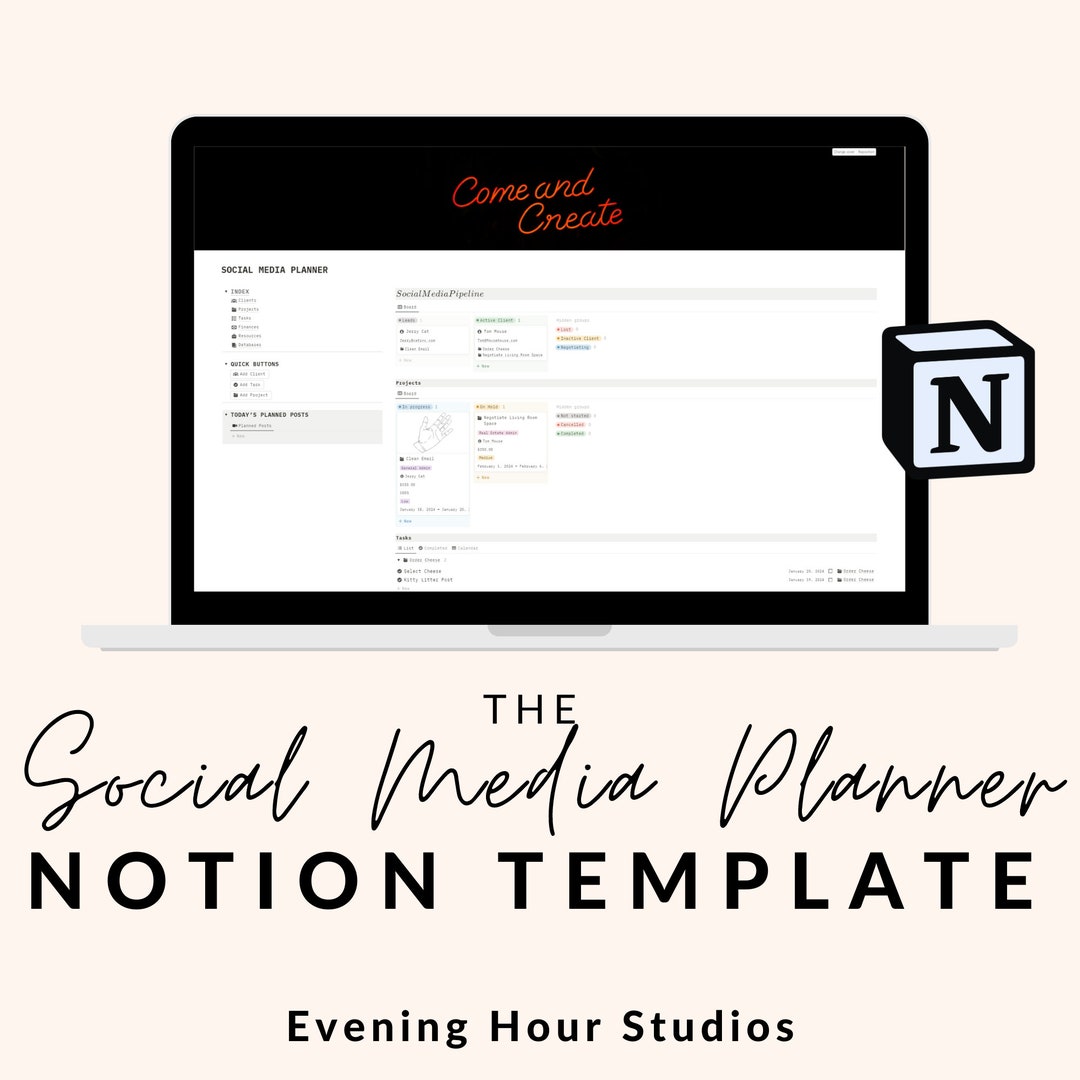 Notion Template Social Media Manager Planner | Social Medias Notion ...