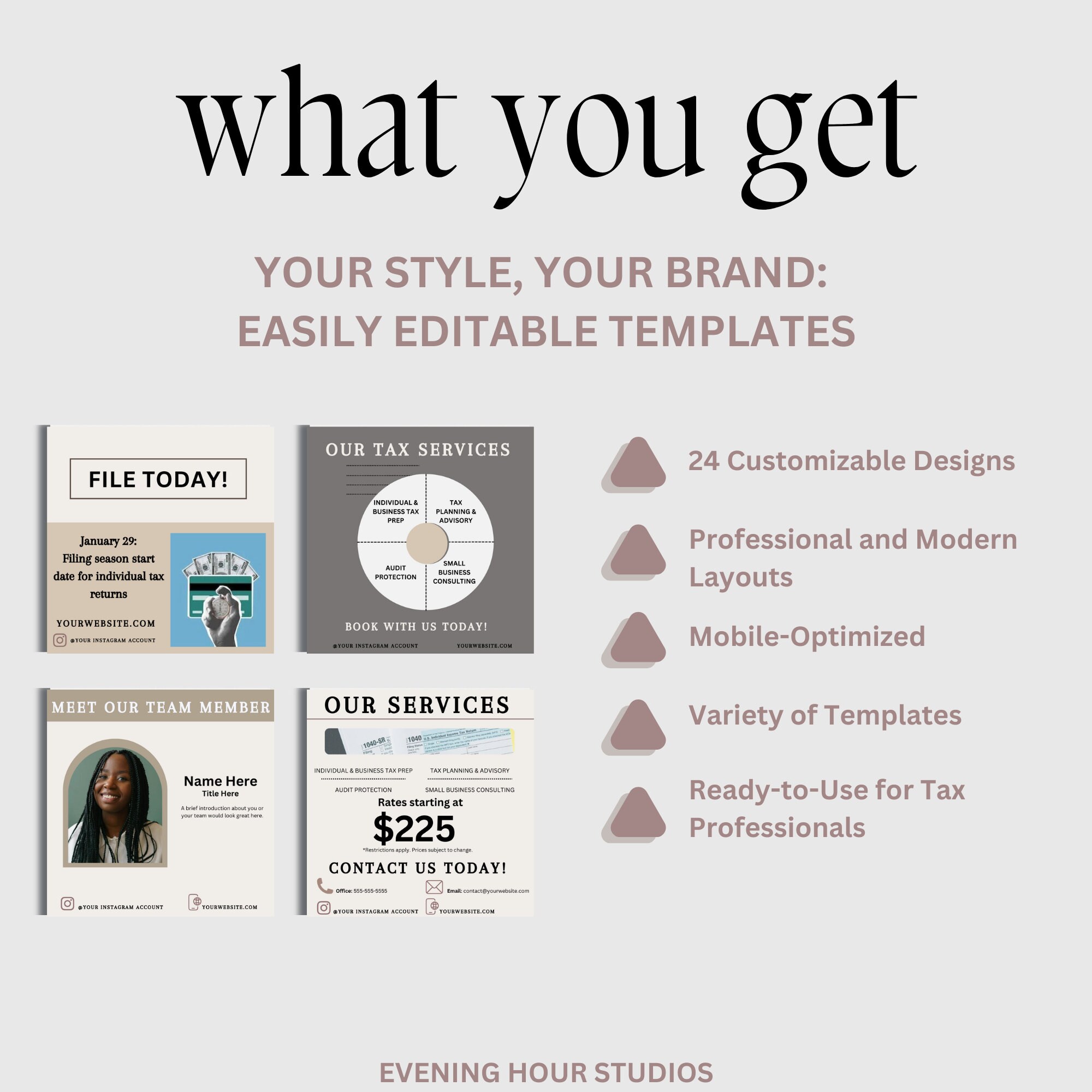 24 Tax Preparation Instagram Templates: Modern Tax Preparer Social ...