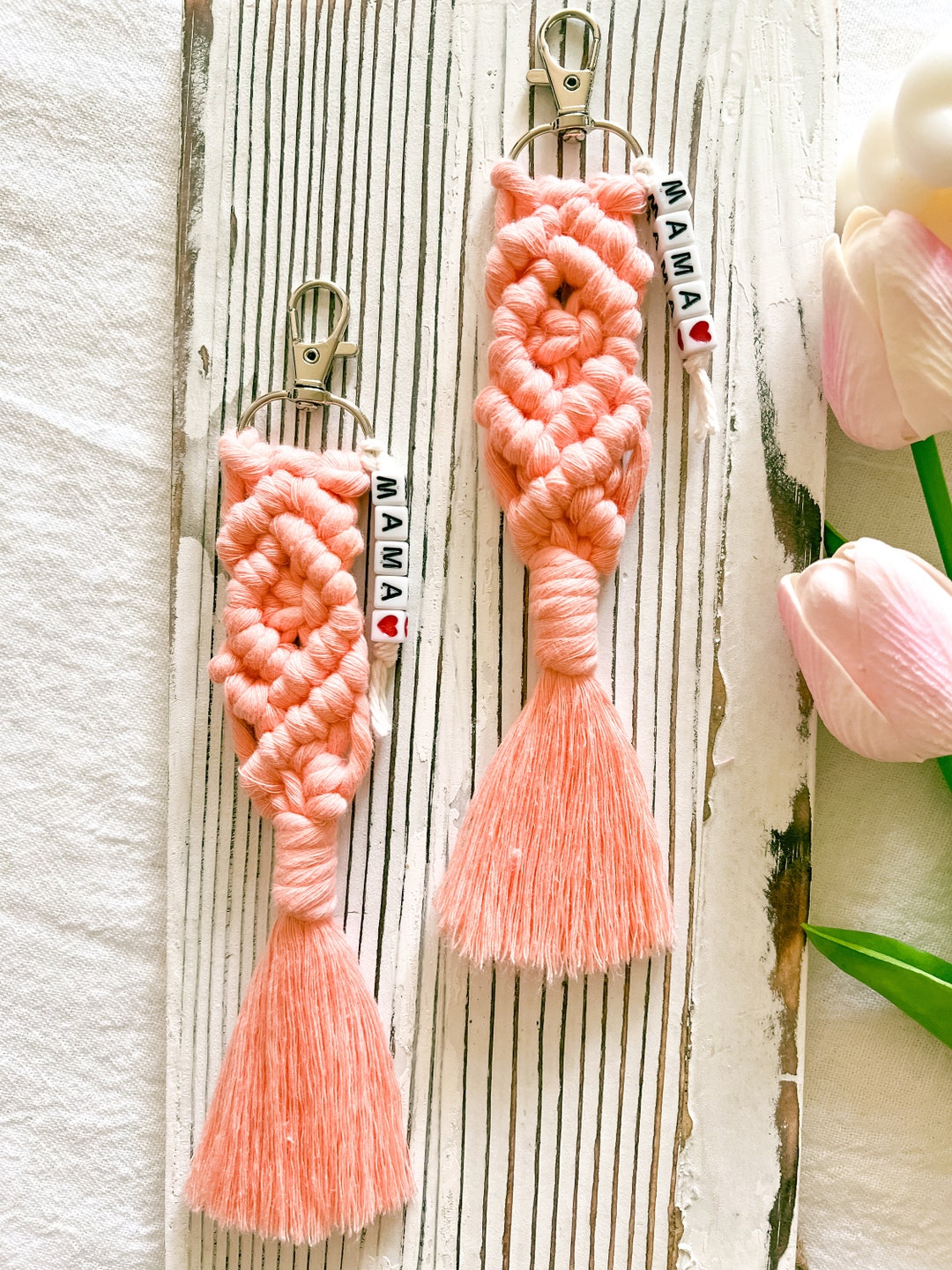 Macrame Keychain/pink Keychain/ideal Gift for Mother's Day/keychain to ...