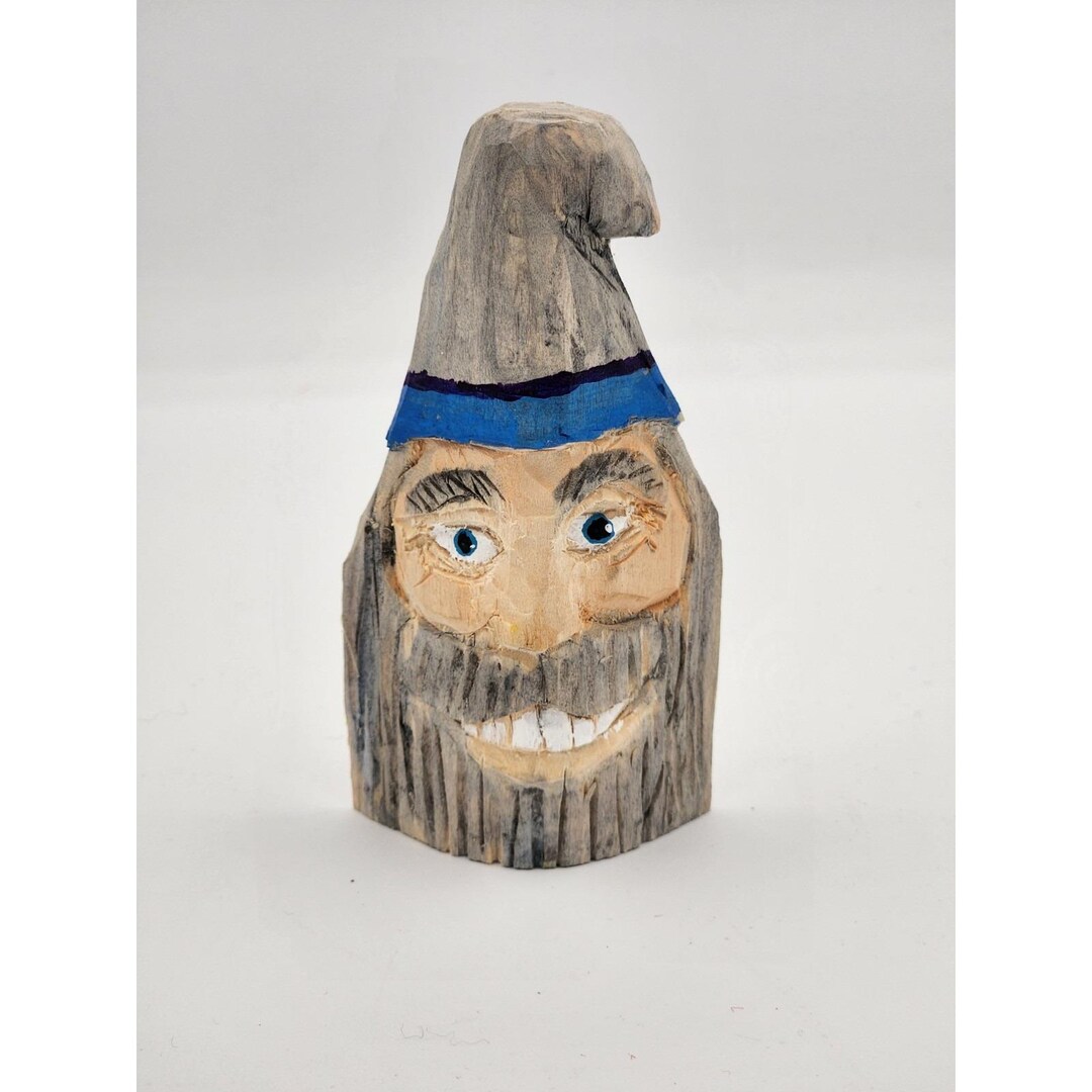 Hand-carved Mountain Man Folk Art Magnet Beard Smiling Face Stocking ...