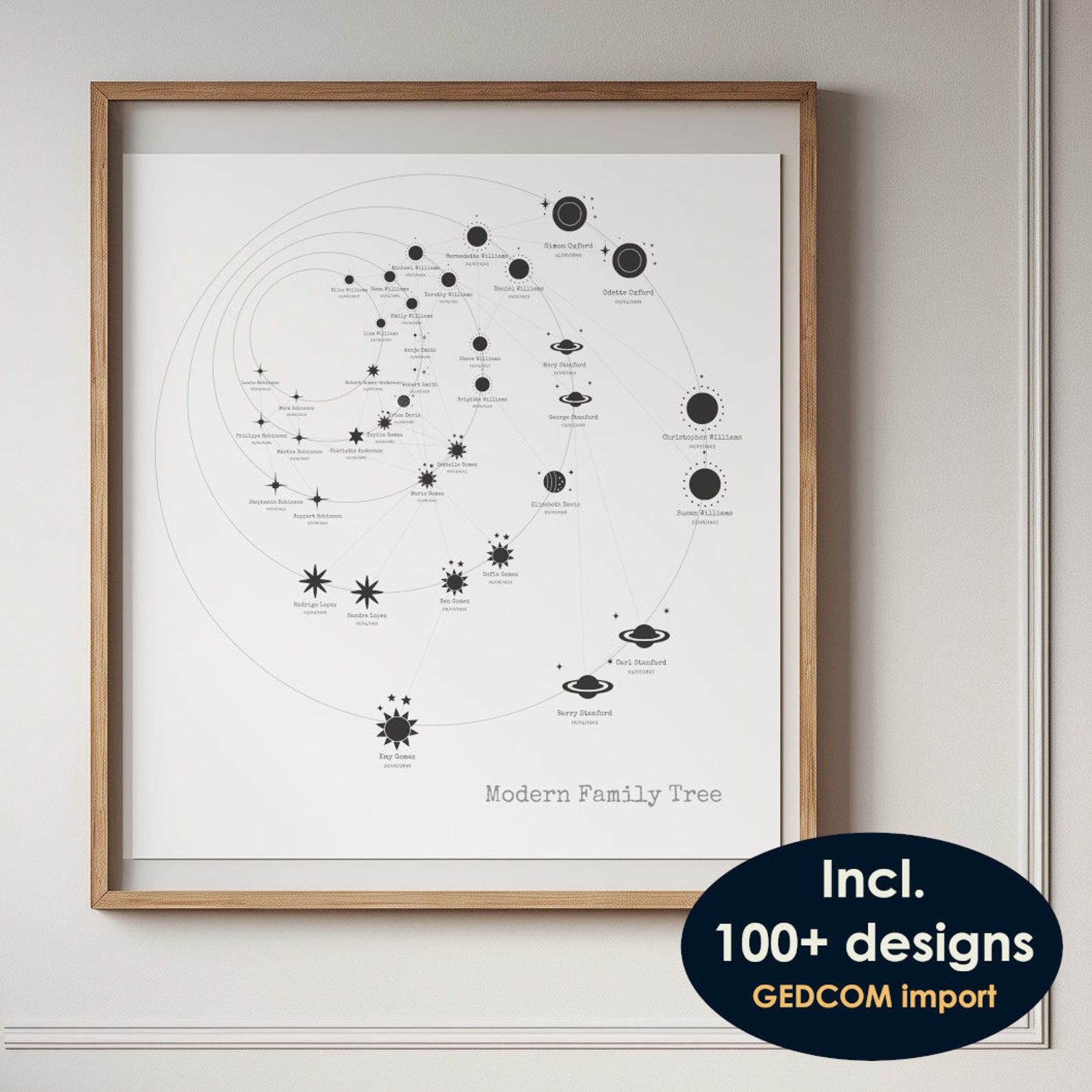 Modern Family Tree Template | Print Today | 100+ Designs & 10 ...