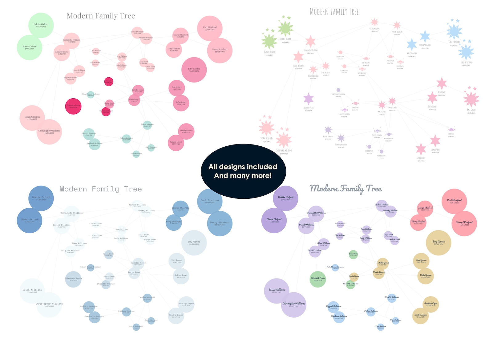 Modern Family Tree Maker | Print Today | 1 Purchase = 100s of Designs ...