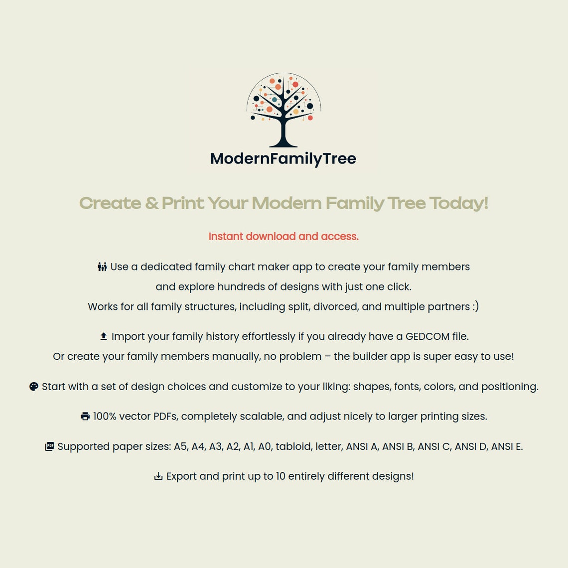 Modern Family Tree Template Print Today 100 Designs & 10 Printables ...