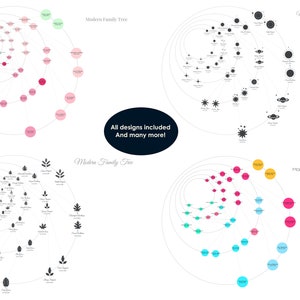 Modern Family Tree Template | Print Today | 100+ Designs & 10 ...