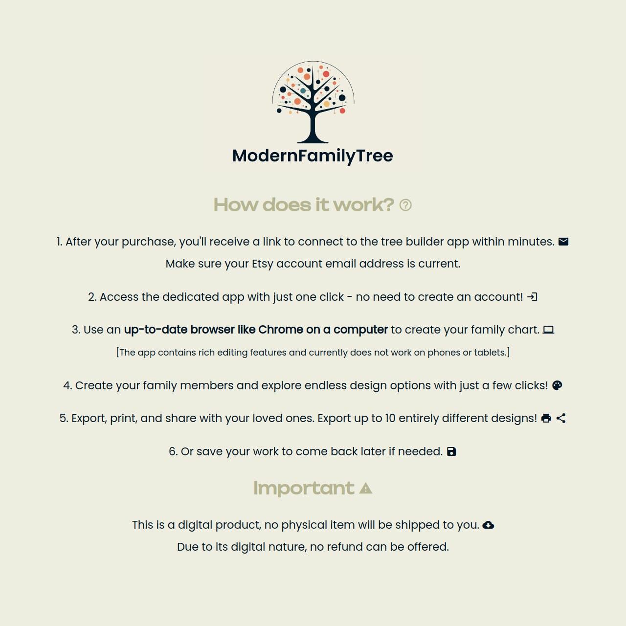 Modern Family Tree Template | Print Today | 100+ Designs & 10 ...