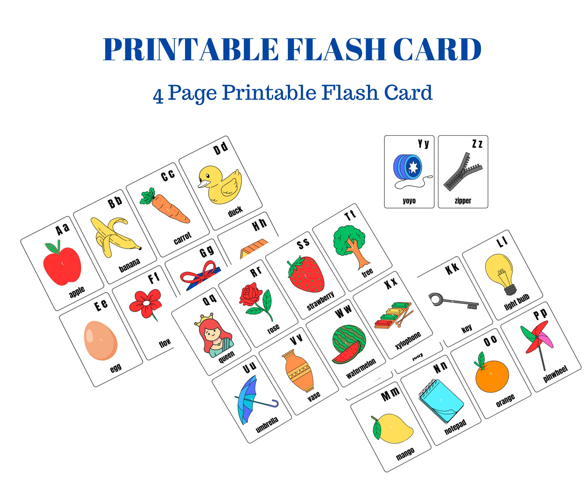 Printable Flash Card A to Z - Etsy