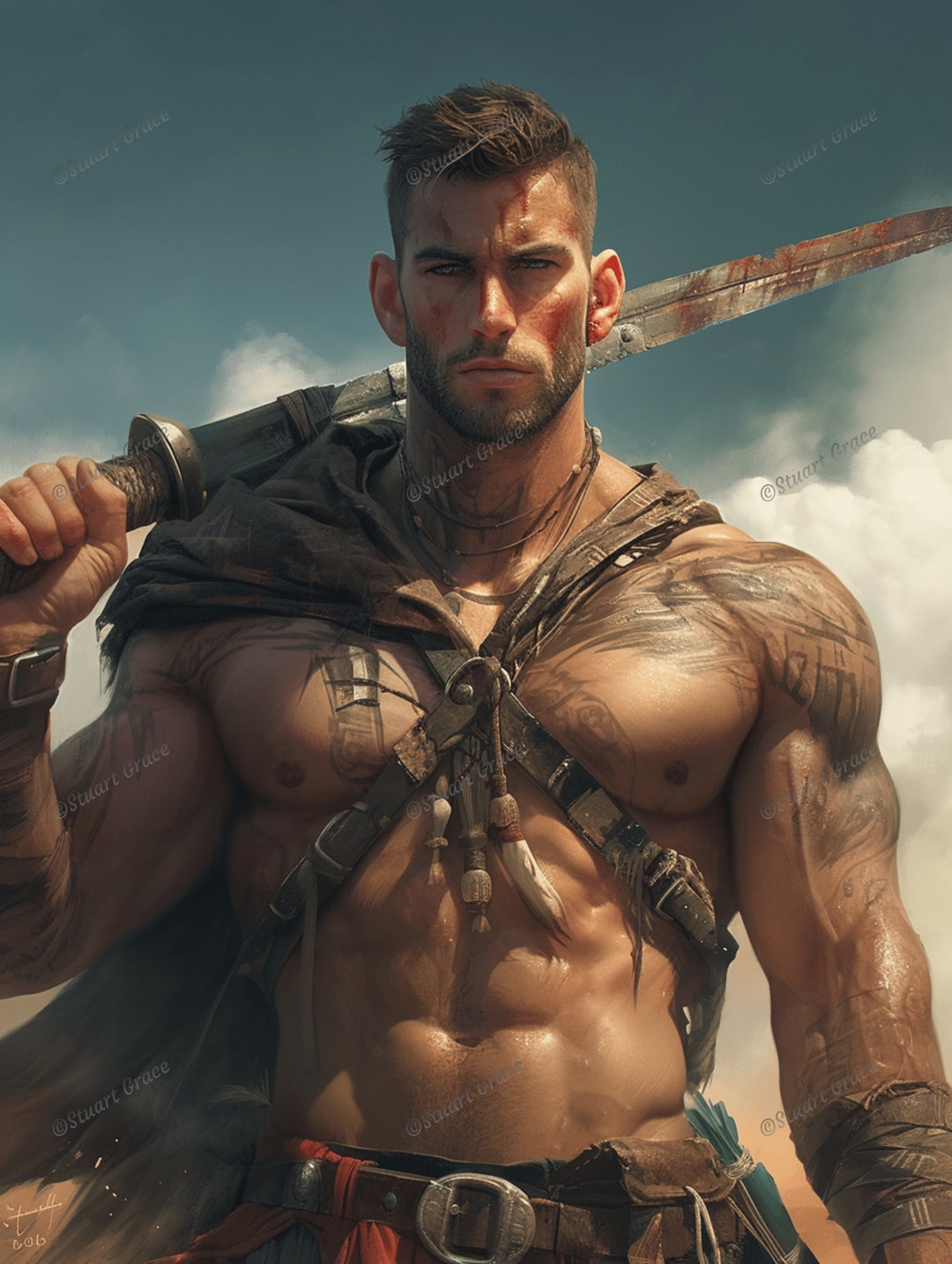 American Warrior M02, Instant Download, America Strong Men, Apocalyptic ...