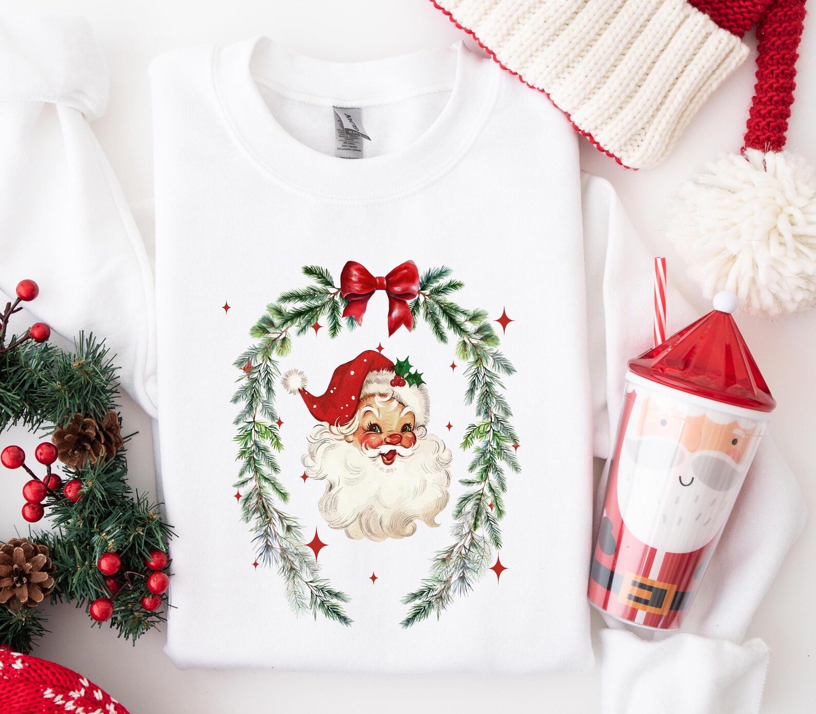 Vintage Cute Santa Sweater, Christmas Santa Sweatshirt for Women, Santa ...
