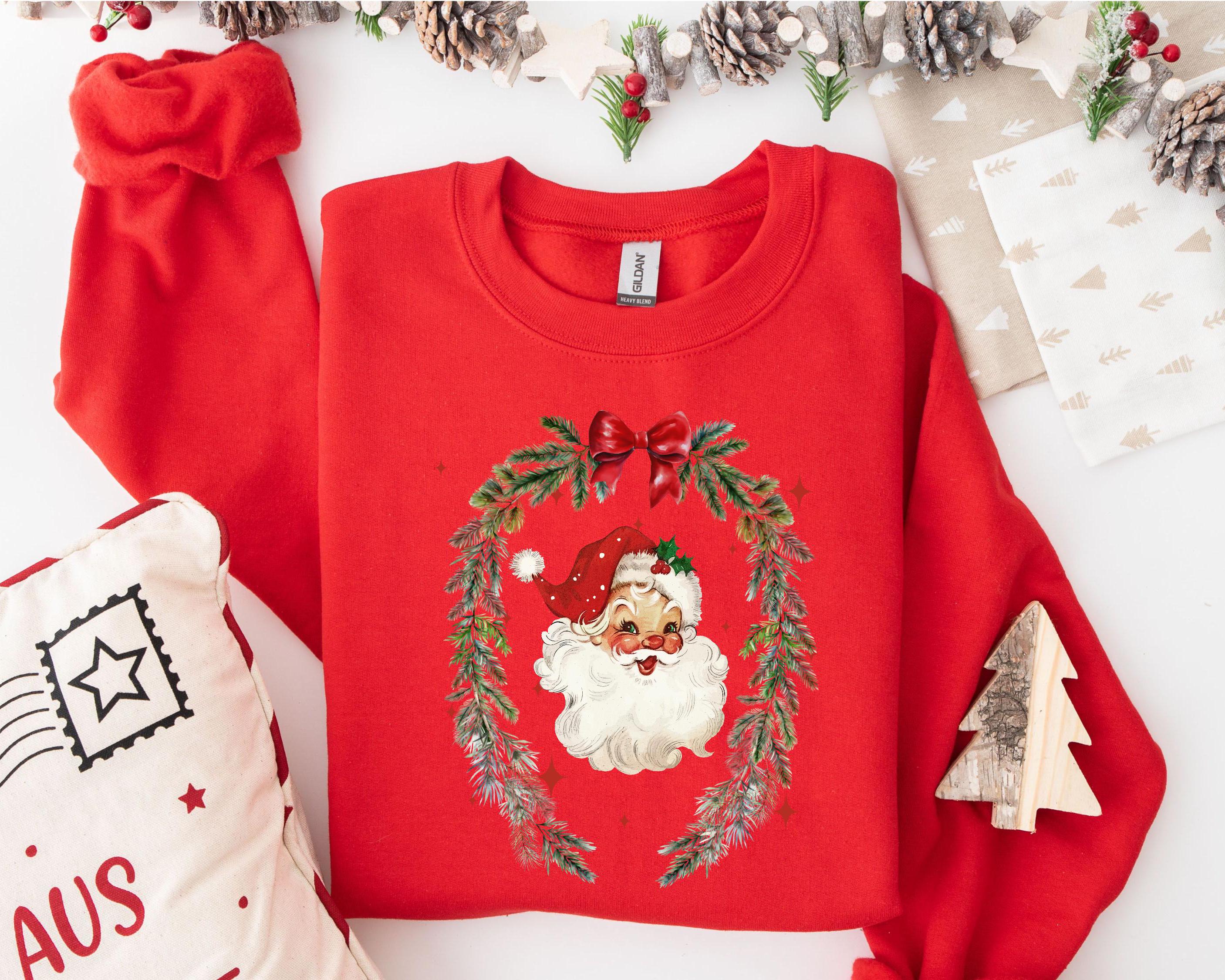 Vintage Cute Santa Sweater, Christmas Santa Sweatshirt for Women, Santa ...