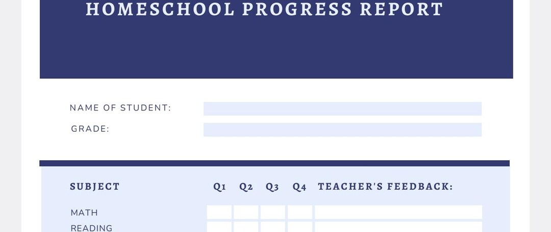 Homeschool Progress Report Printable | Student Academic Record | Easy ...