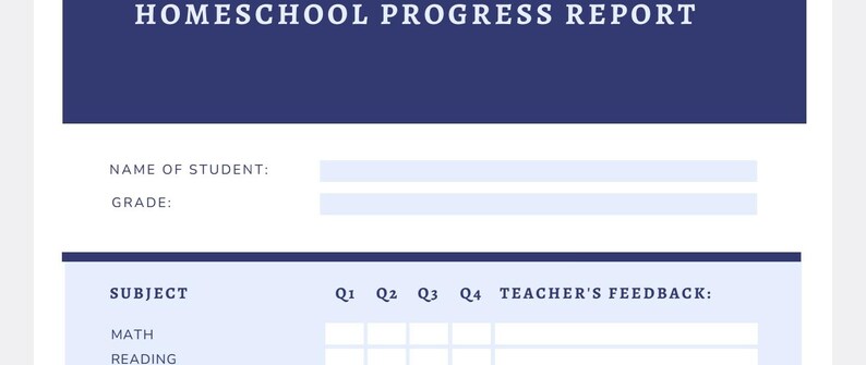 Homeschool Progress Report Printable | Student Academic Record | Easy ...