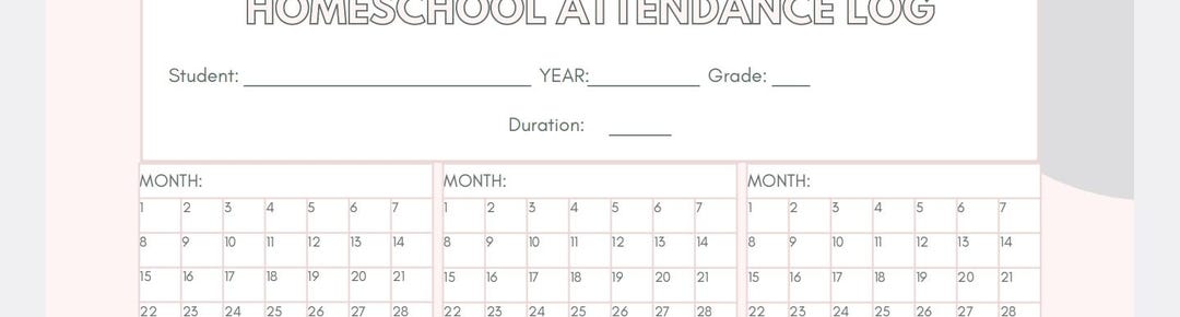 Homeschool Attendance Log Printable | Instructional Hours Record ...