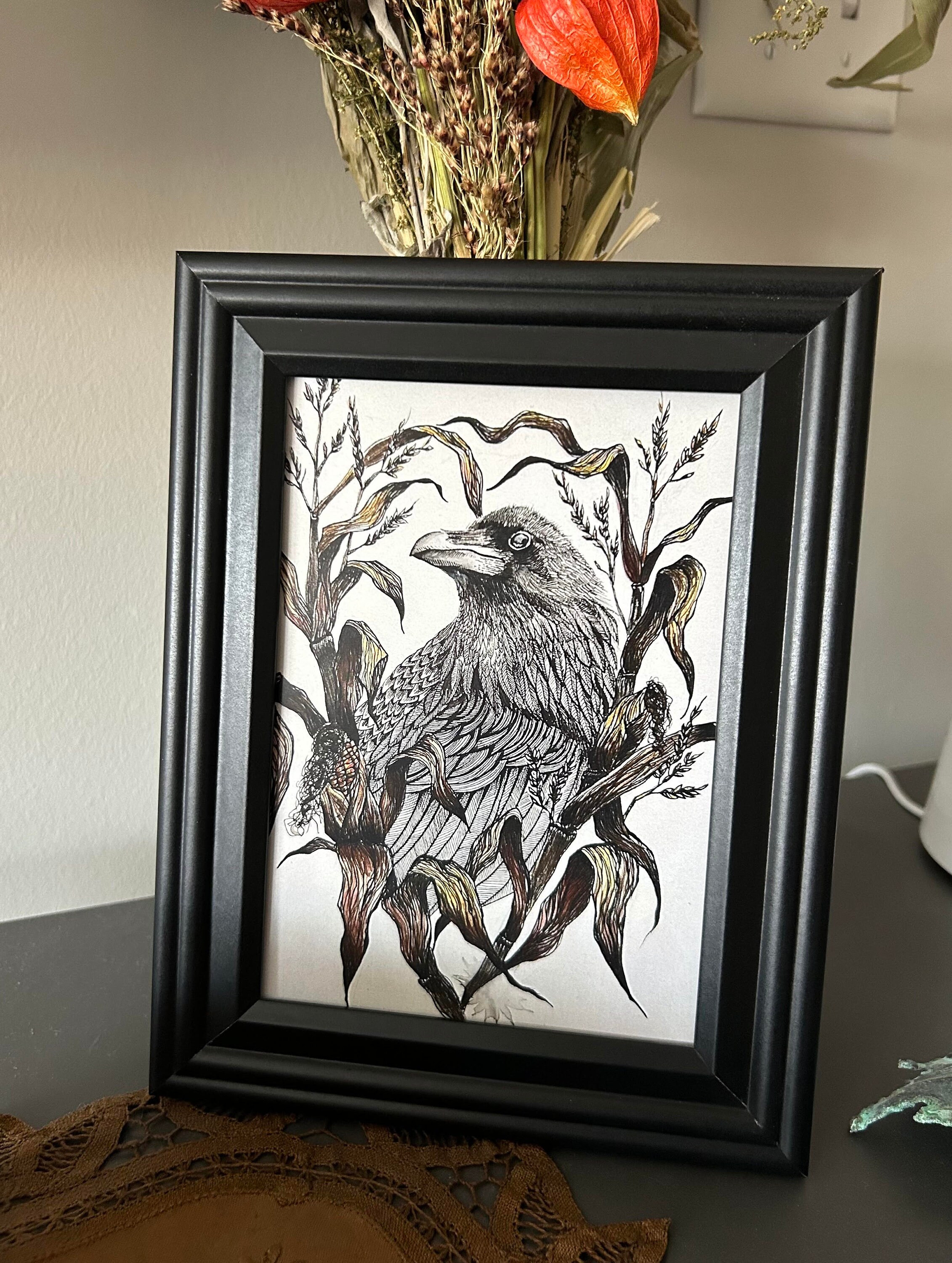 Print, Crow Print, Crow Illustration Print, Gothic Print, Dark Art ...