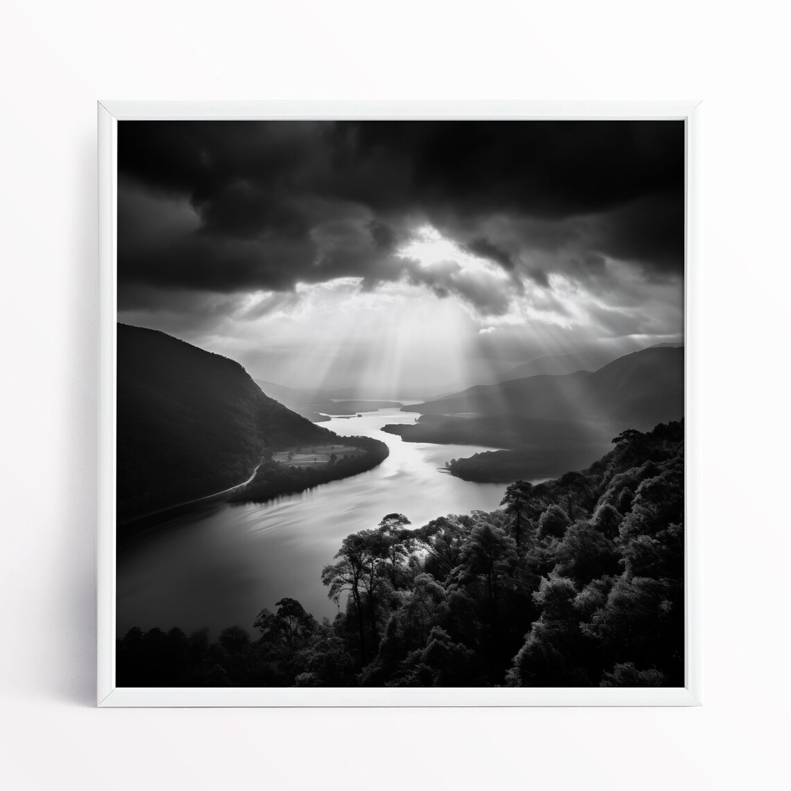Lake Windermere Black and White Landscape Art Print - Etsy