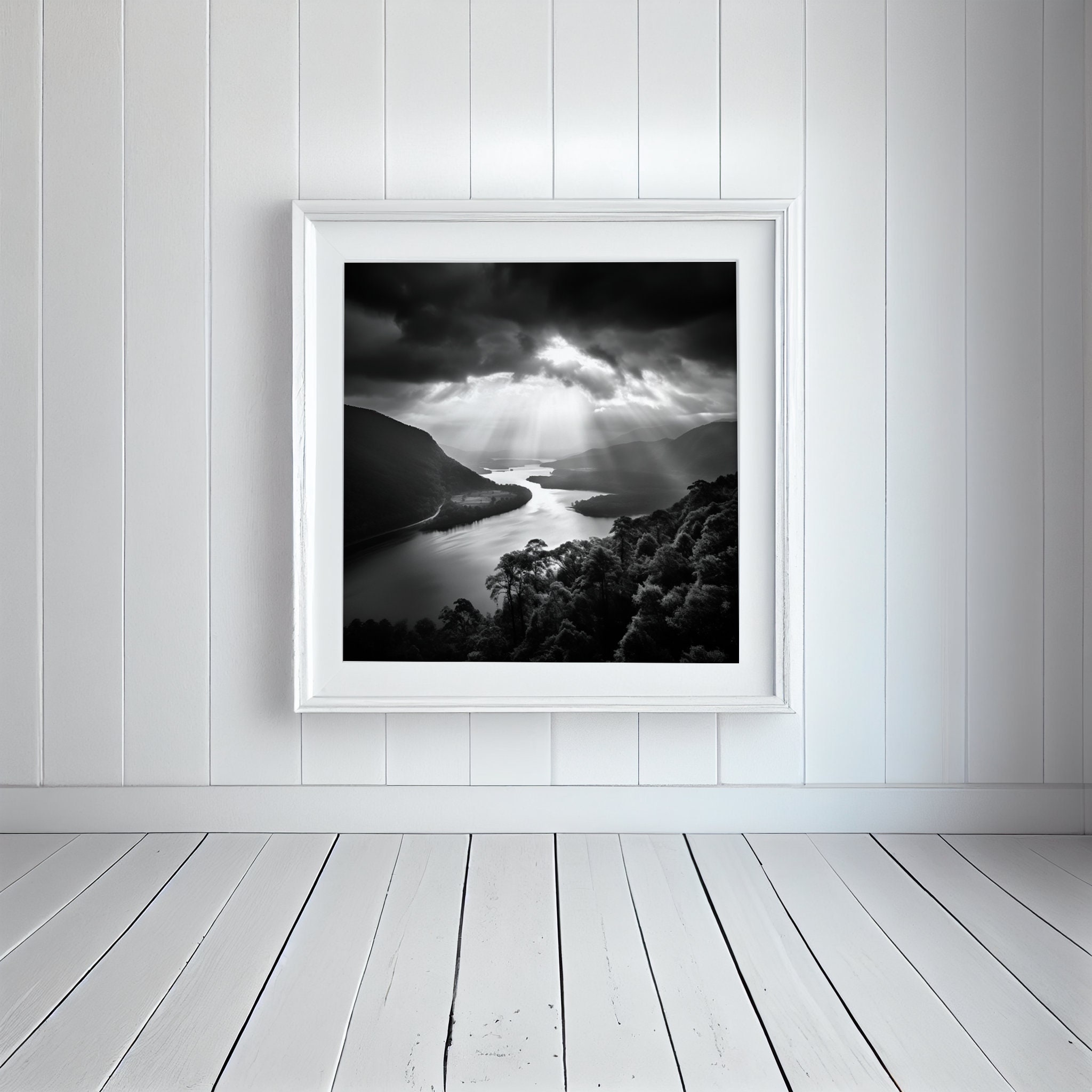 Lake Windermere Black and White Landscape Art Print - Etsy