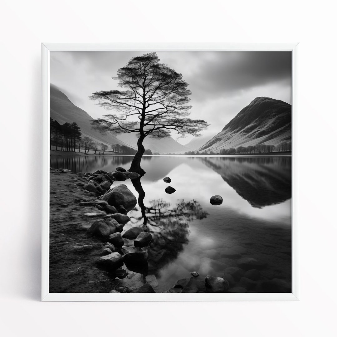 Buttermere Lake District Print | Black and White Landscape Art - Etsy
