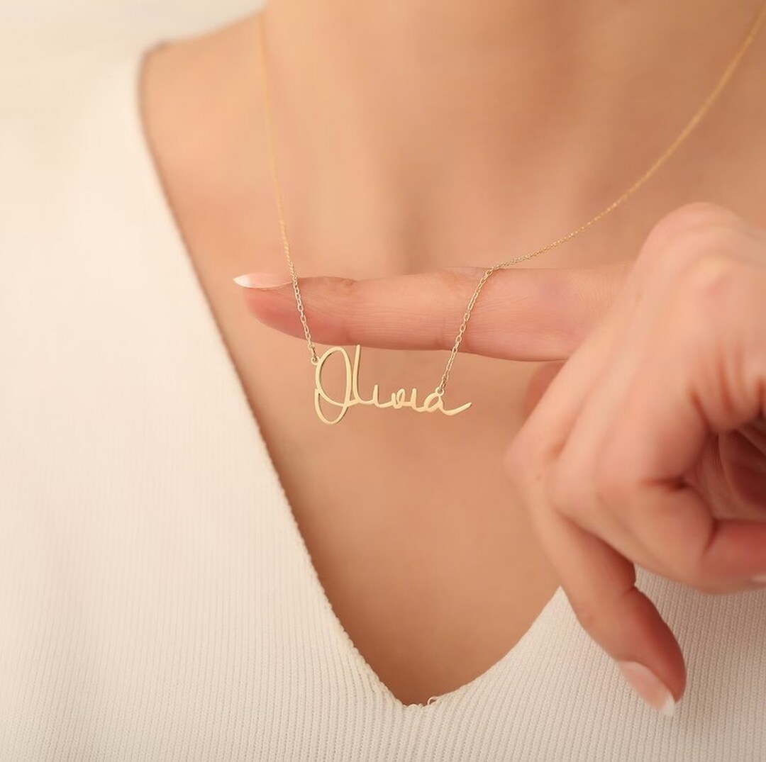 T For Her 14k Solid Gold Name Necklace Personalized Name Necklace
