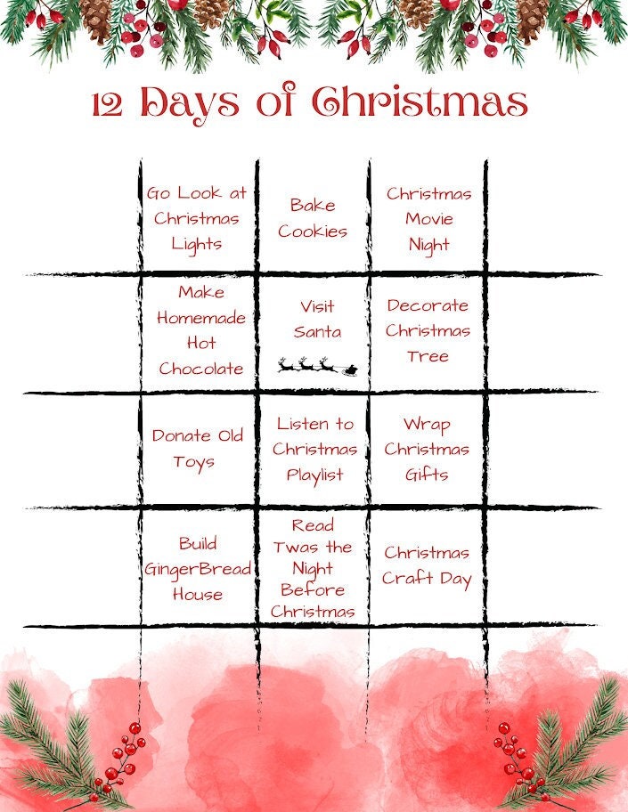 12 Days of Christmas Activities - Etsy