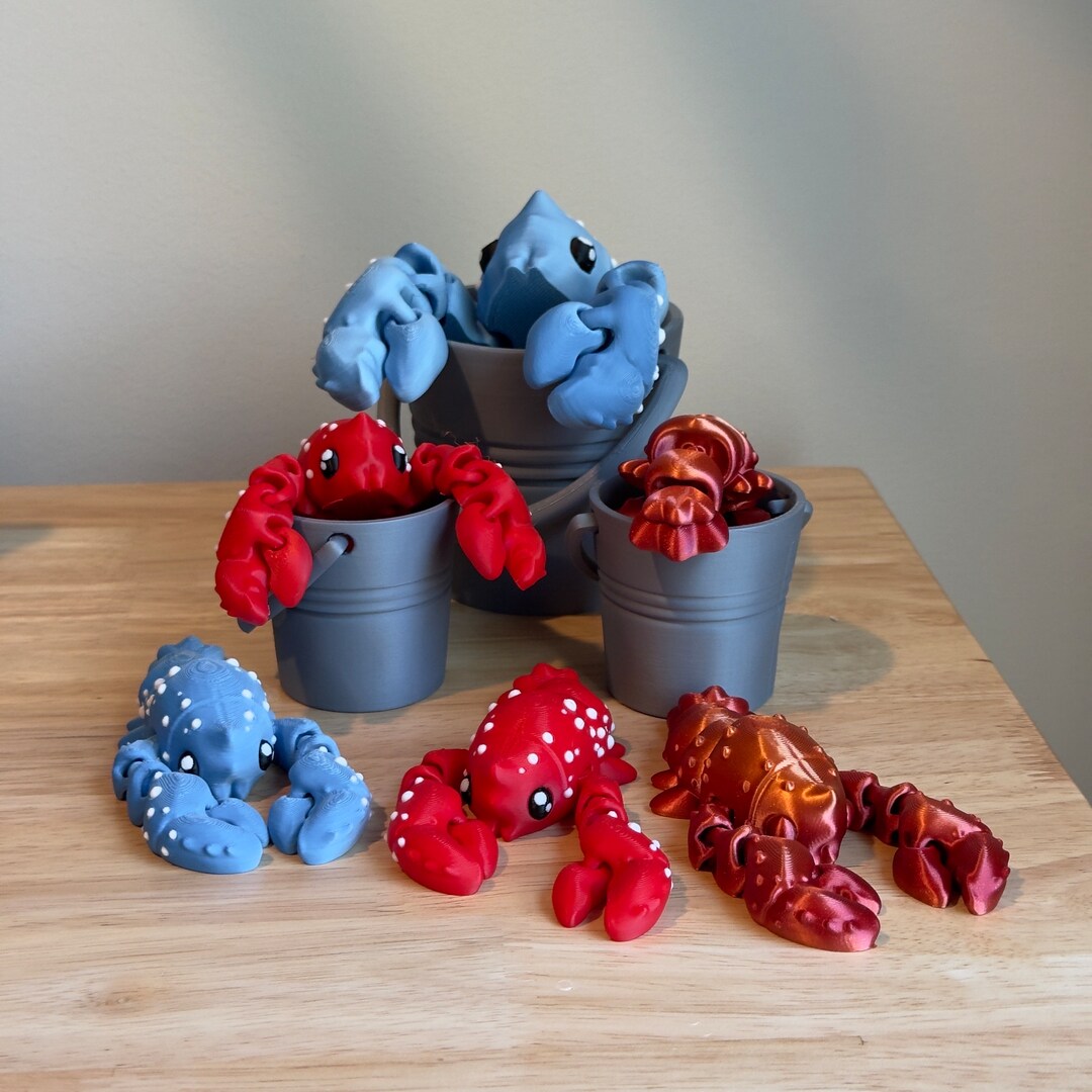Lobster Fidget Desk Toy With Bucket - Gift for Beach Lover - 3D Printed ...
