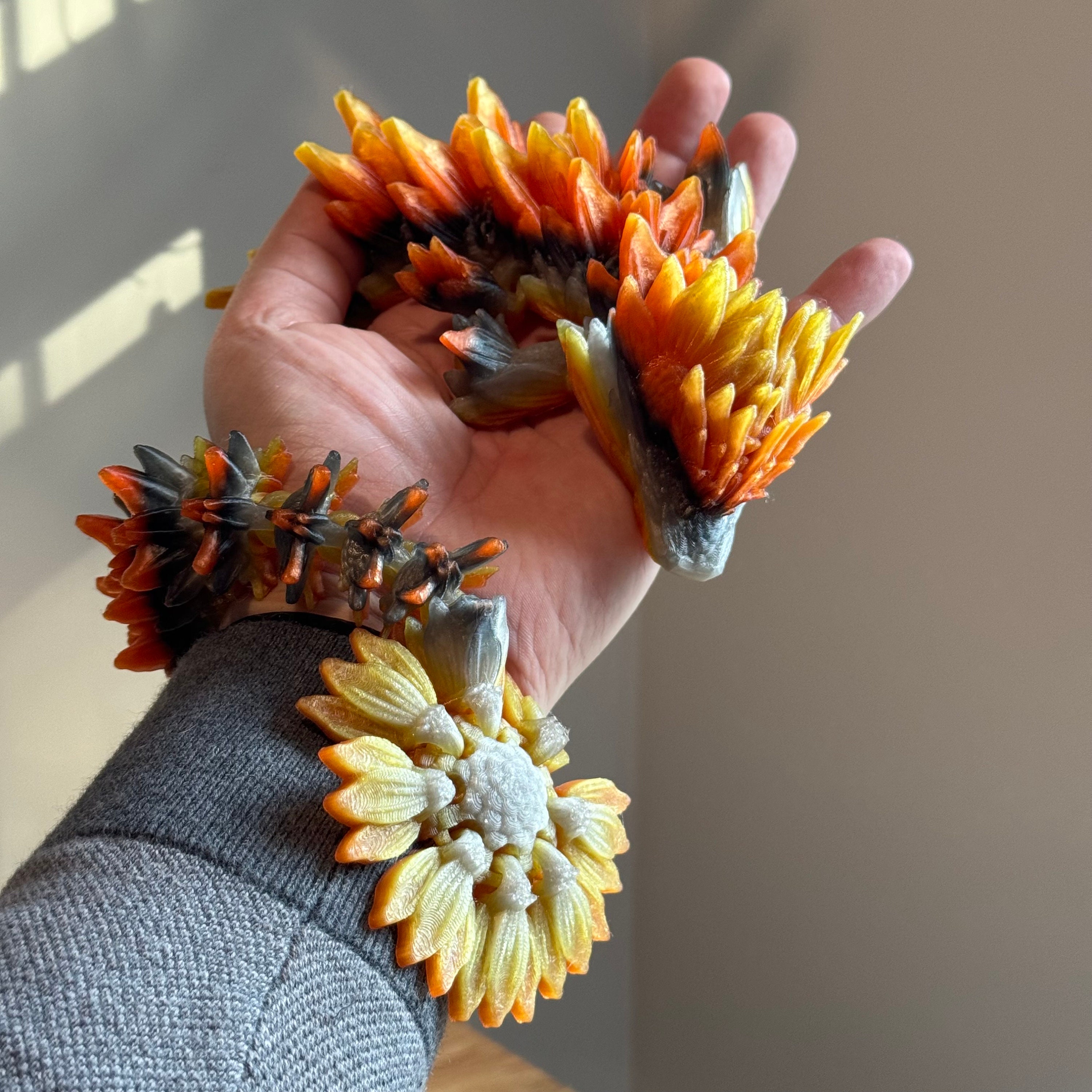 Sunflower Dragon Autumn Edition Flexi Articulated Fidget Toy 3D Printed ...