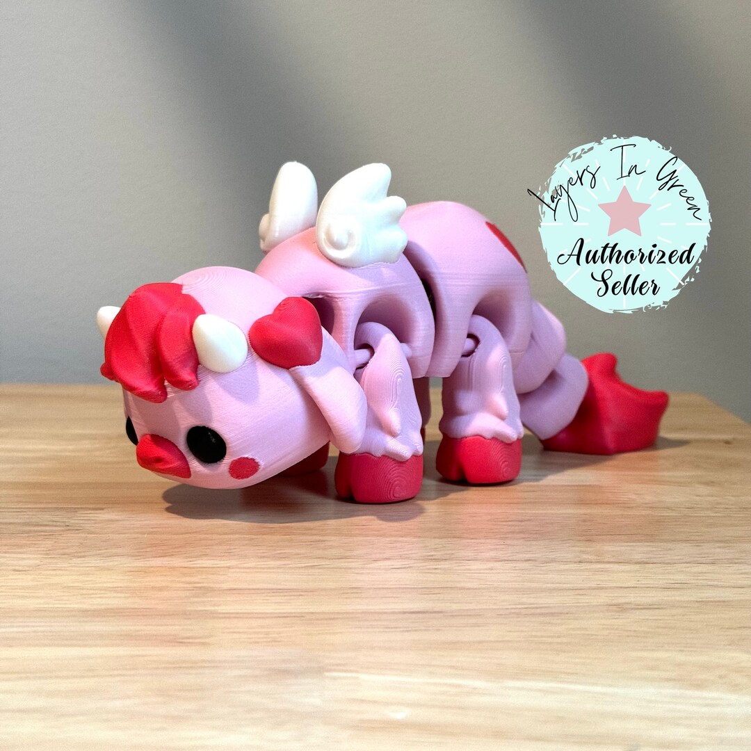 Cupid Moo Cow Fidget Toy Valentines Day 3D Printed Layers in Green - Etsy