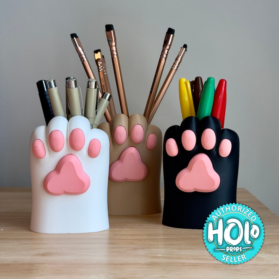 Cat Paw Pencil Cup Cute Kitty Pencil, Pen, Brush Holder 3D Printed ...